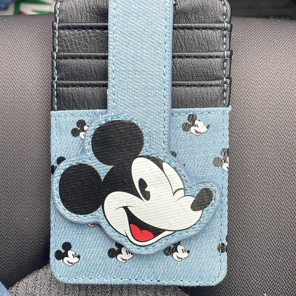 Disney | Accessories | Disney Mickey Mouse Rfid Denim Id Card Holder ...